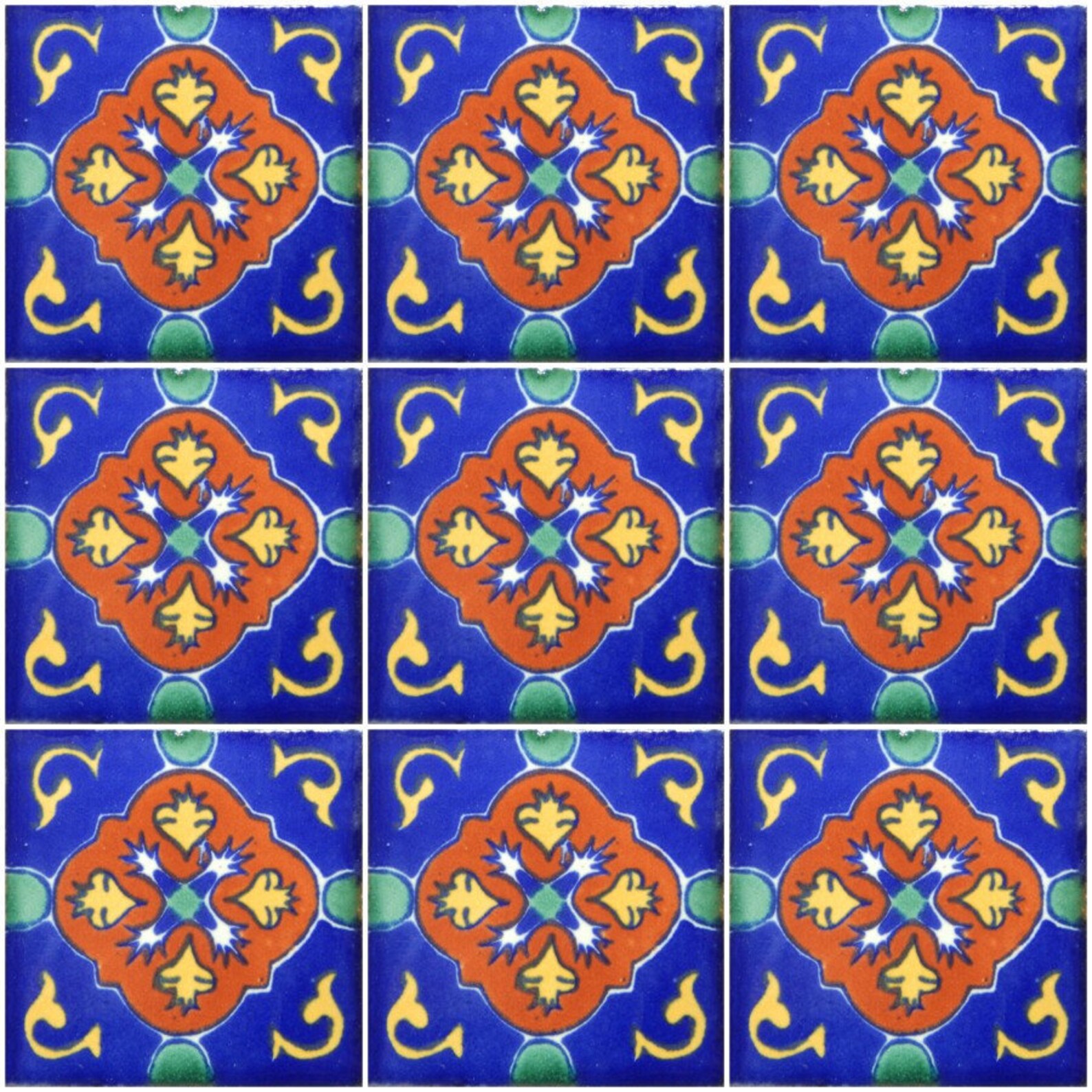 50 Pcs Talavera Mexican Hand Painted Tile Folk Art Tile 2X2 | Etsy