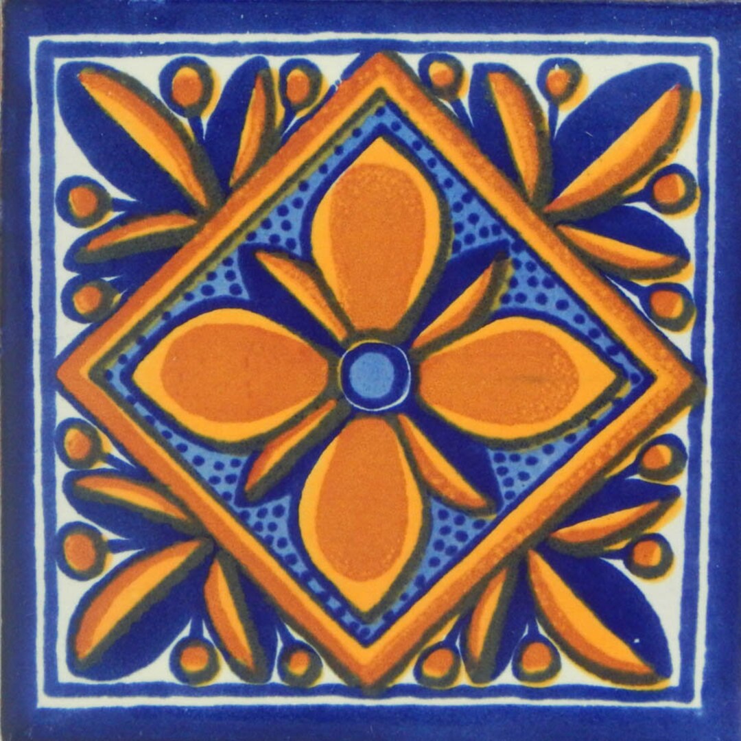 50 Pcs Talavera Mexican Hand Painted Tile Folk Art Tile C116 4x4 - Etsy