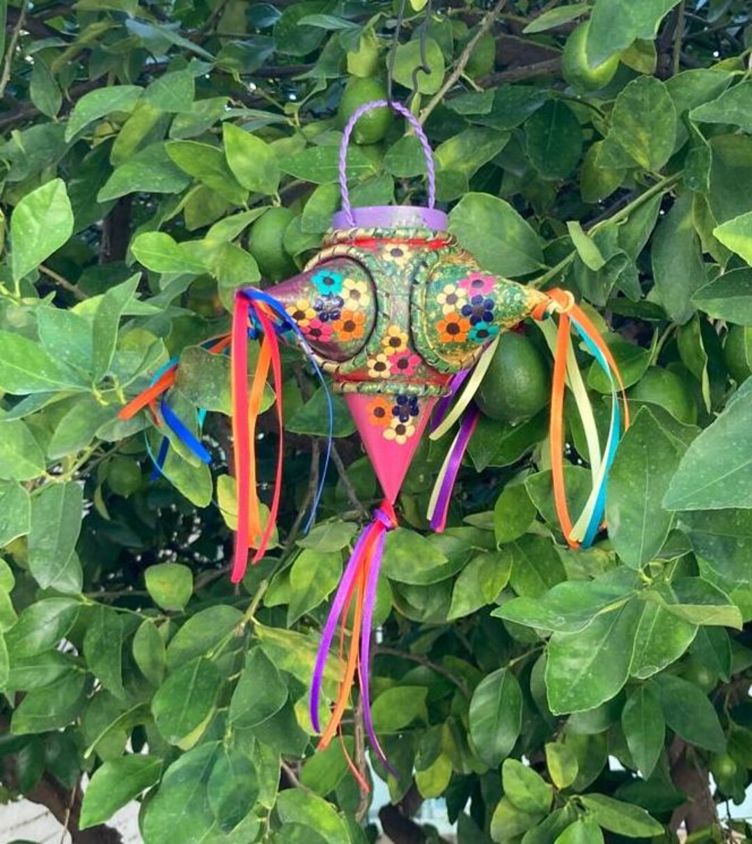 Mexican Metal Piñata Ornament Purple Colorful Decorative Hanging Piñata ...