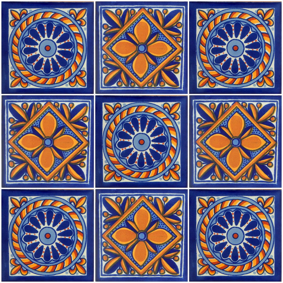 9 Handmade Mexican Talavera Tiles – 4x4” Ceramic Tiles – Vibrant & Hand-painted # F60 - Etsy