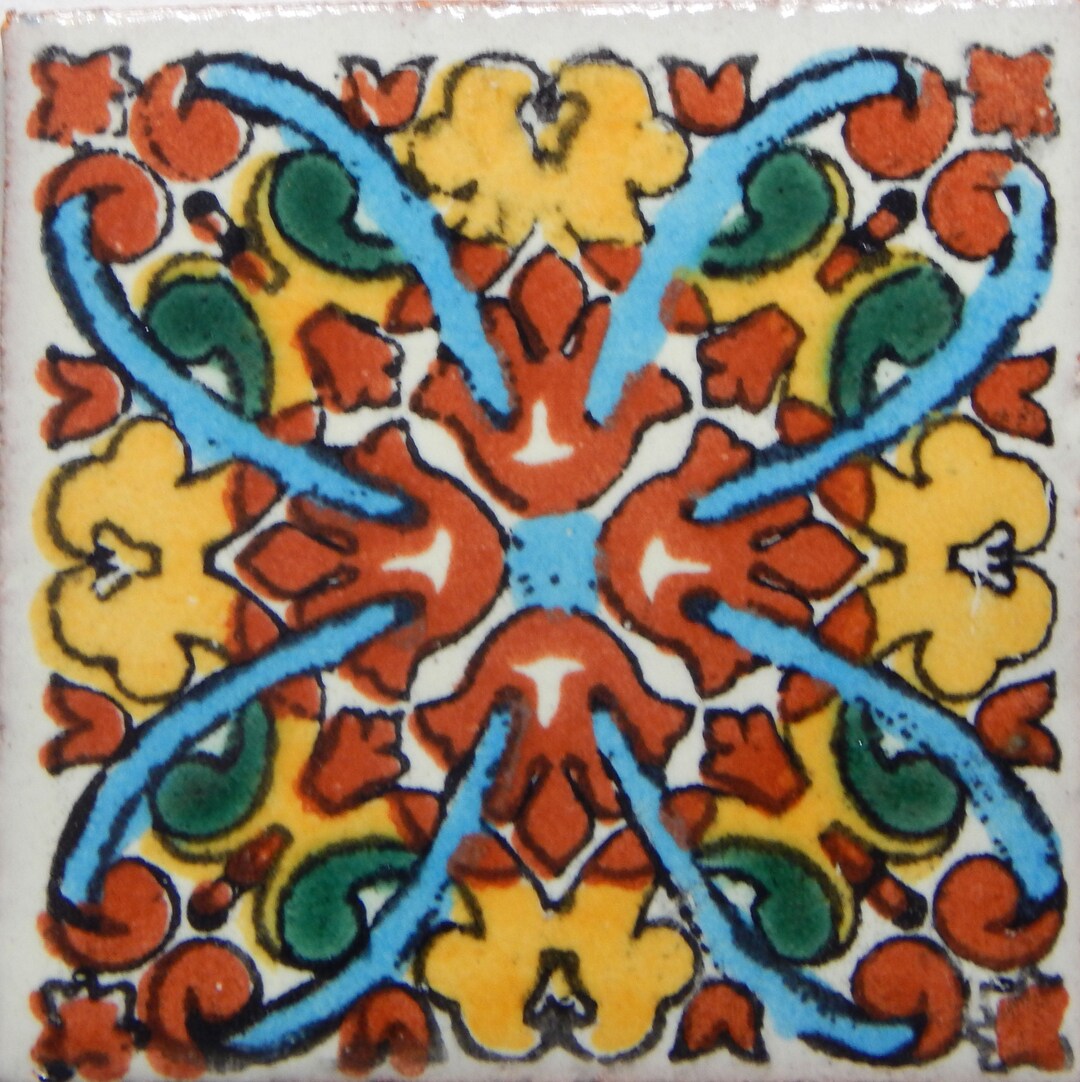 25 Pcs Talavera Mexican Hand Painted Tile Folk Art Tile 2X2 2-15 - Etsy