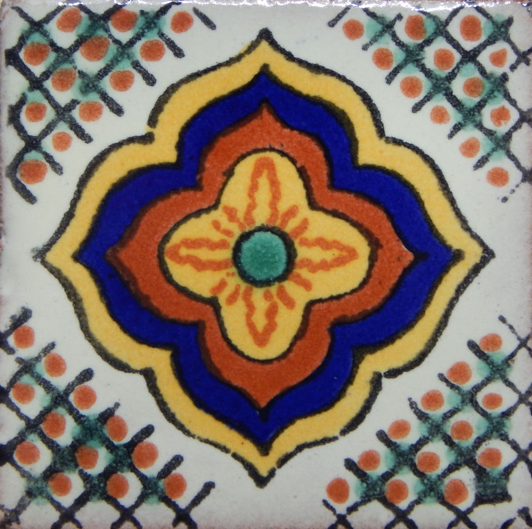 25 Pcs Talavera Mexican Hand Painted Tile Folk Art Tile 2X2 2-23 - Etsy