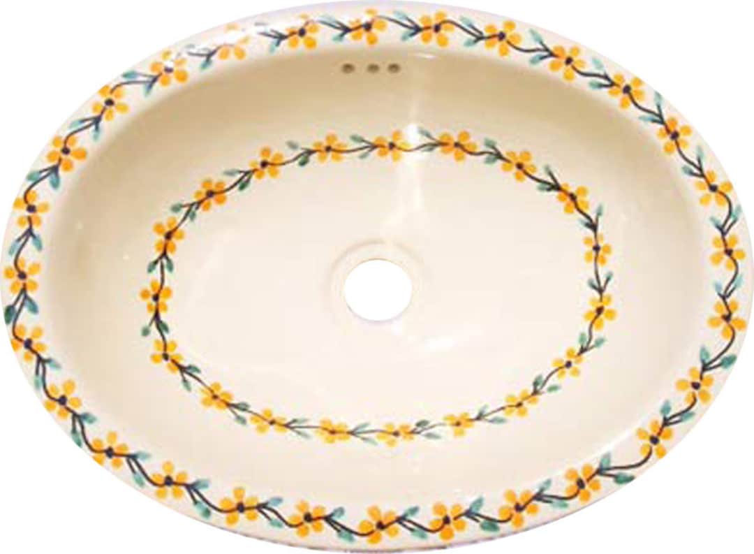 17” X 14” Talavera Mexican Sink Hand Painted Drop-in Folk Art Bathroom ...