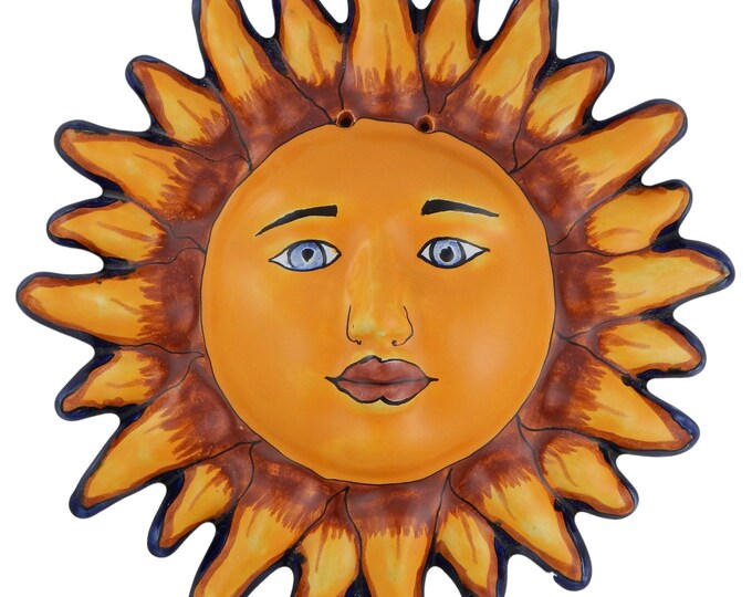 Mexican Talavera Sun Face Hand Painted Pottery Wall Hanging Decor ...