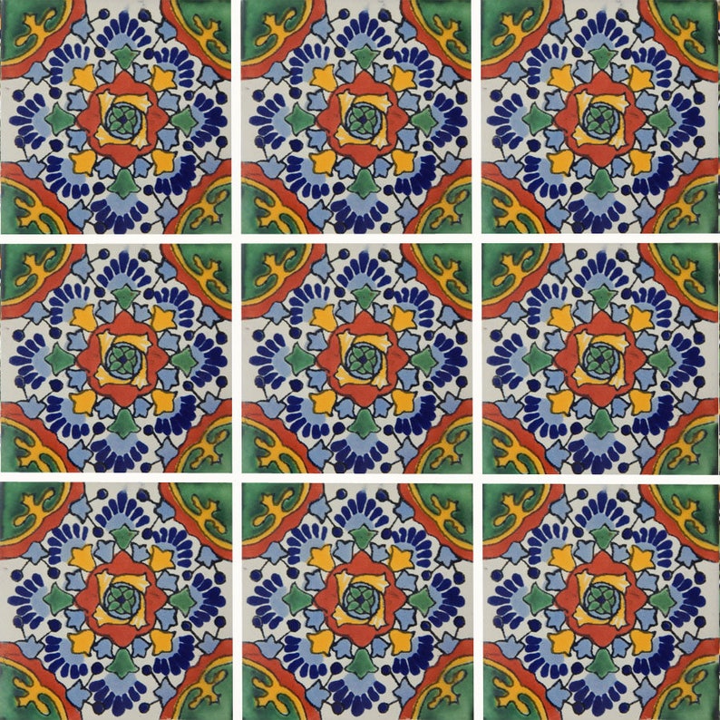 40 pcs Talavera Mexican Hand Painted Tile Folk Art Tile 6X6 | Etsy
