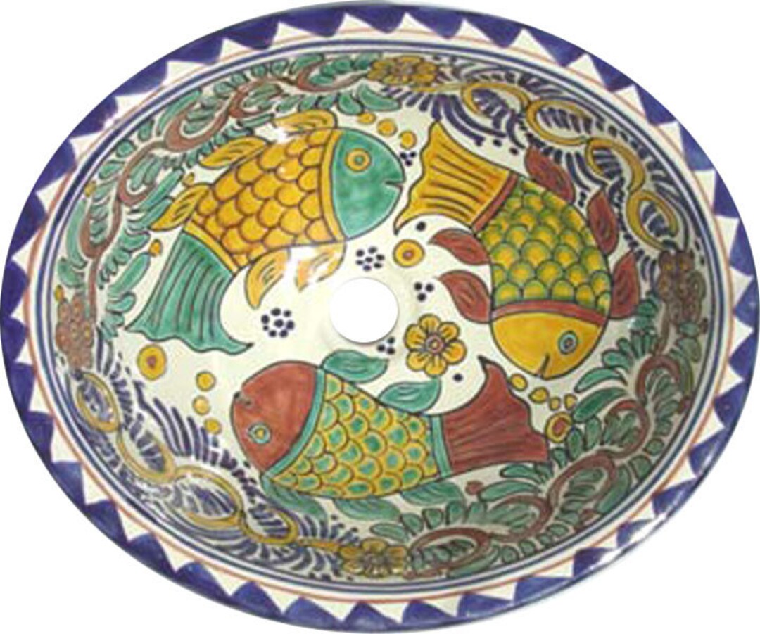 17 X 14 Talavera Mexican Sink Hand Painted Drop-in Folk Art Bathroom ...
