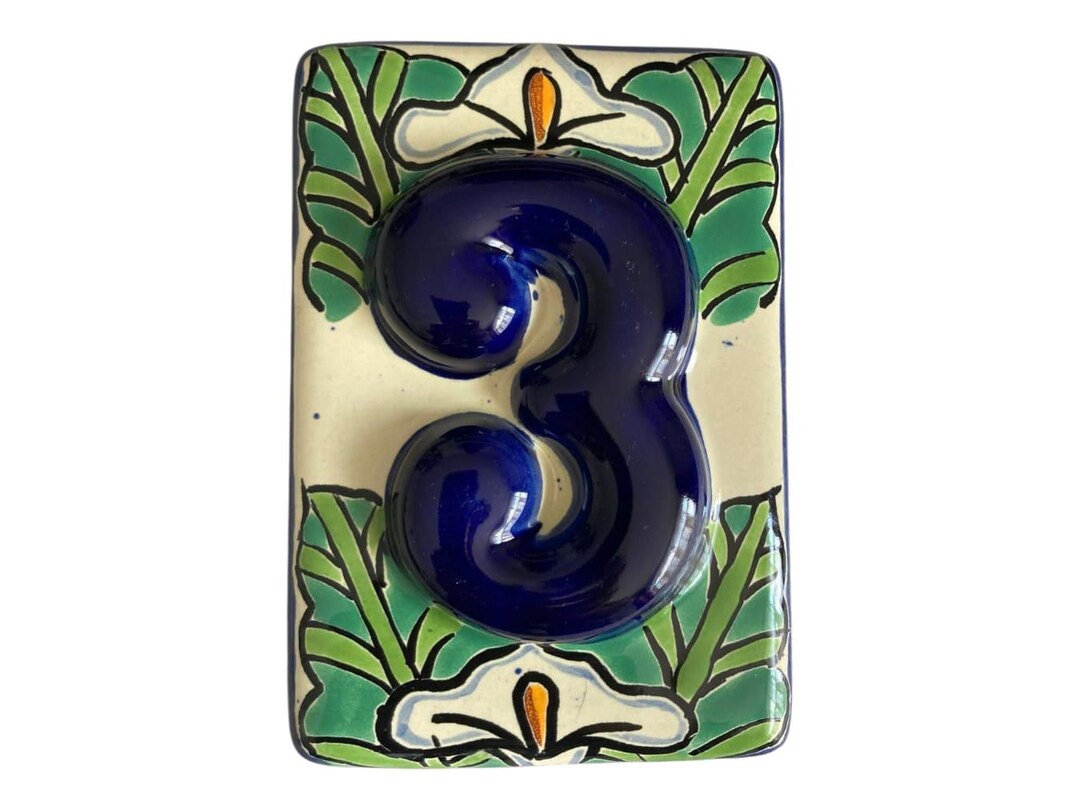 1 Mexican Tile House Numbers Address Ceramic House Number Talavera ...