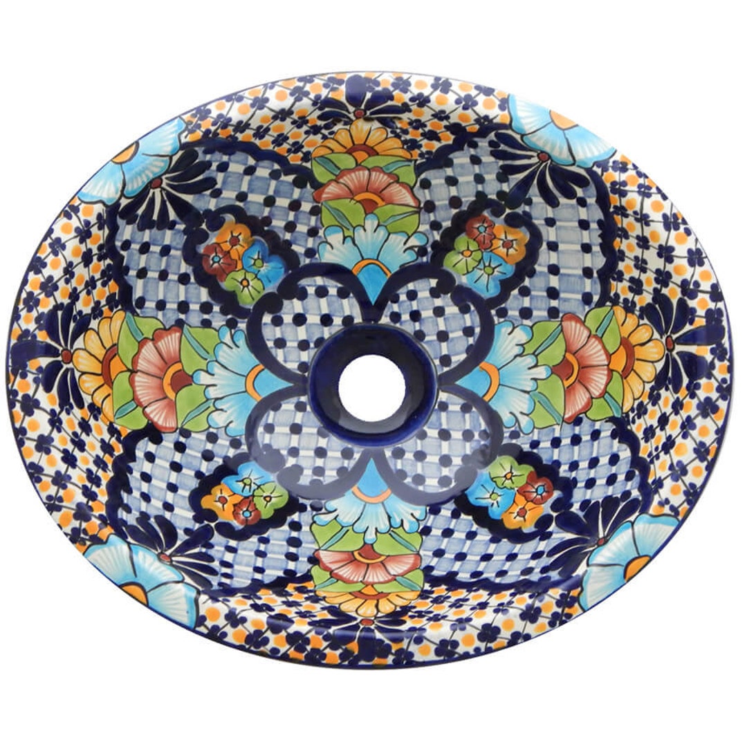 17” X 14” Talavera Mexican Sink Hand Painted Drop-in Folk Art Bathroom ...