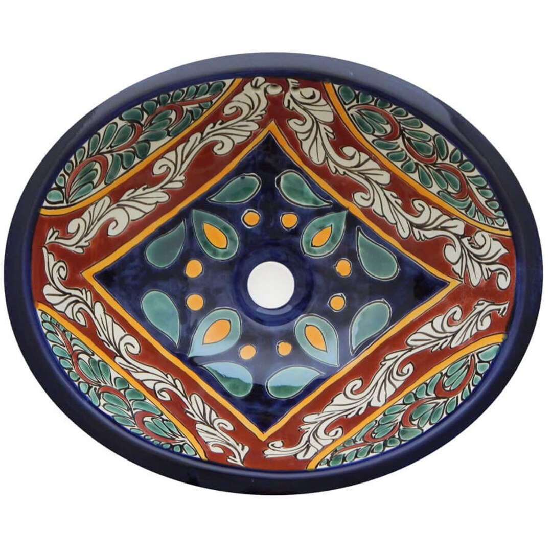 16” X 11.5” Talavera Mexican Sink Hand Painted Drop-in Folk Art ...