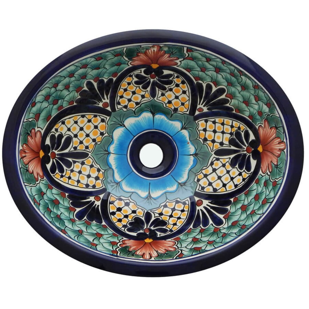 17” X 14” Talavera Mexican Sink Hand Painted Drop-in Folk Art Bathroom ...