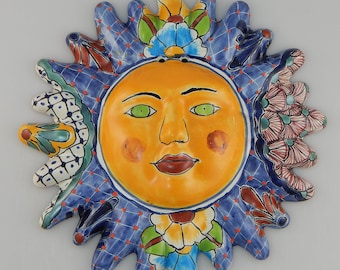 Mexican Talavera Sun Face Hand Painted Pottery Wall Hanging - Etsy