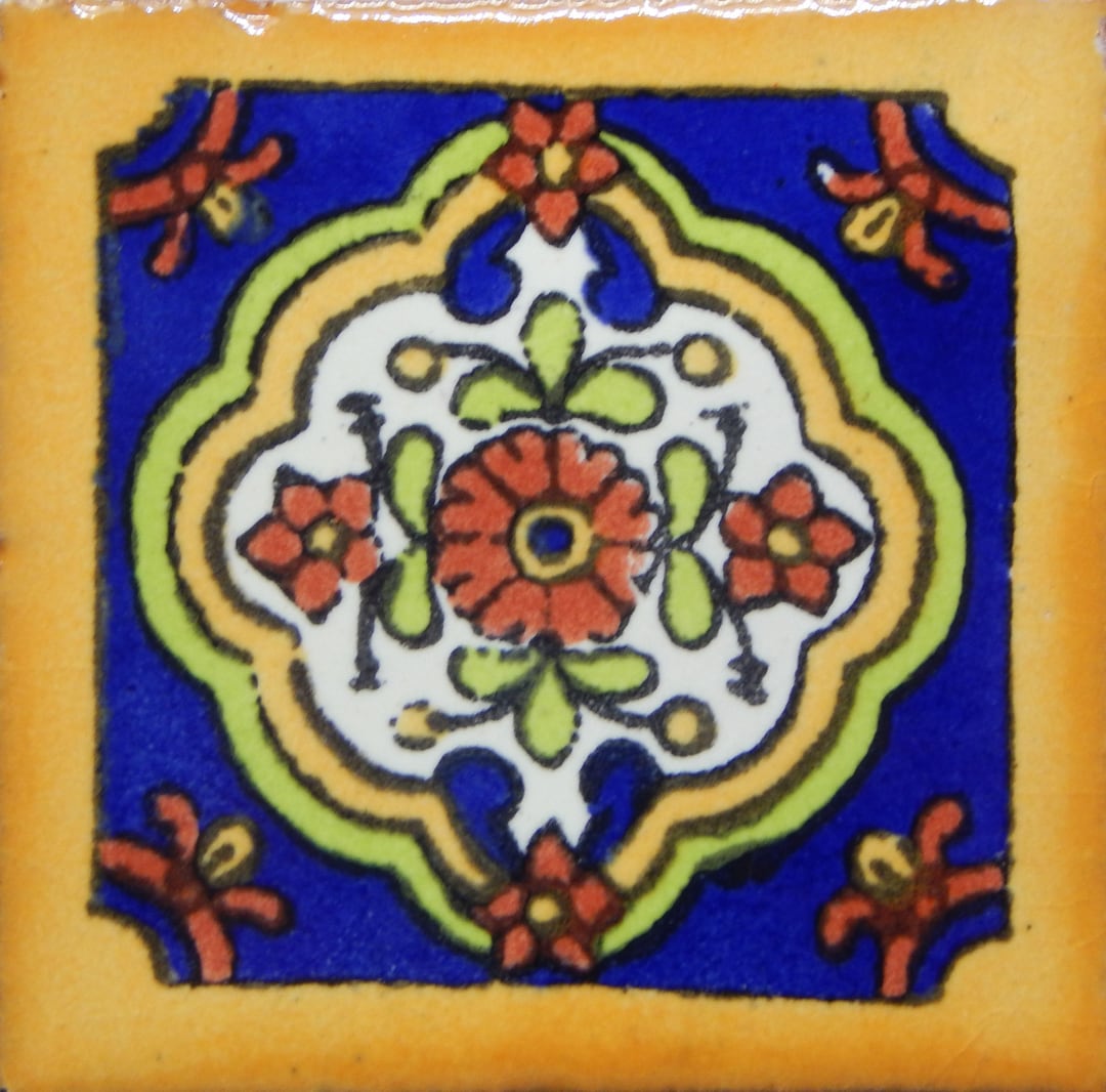 100 Pcs Talavera Mexican Hand Painted Tile Folk Art Tile 2X2 2-08 - Etsy