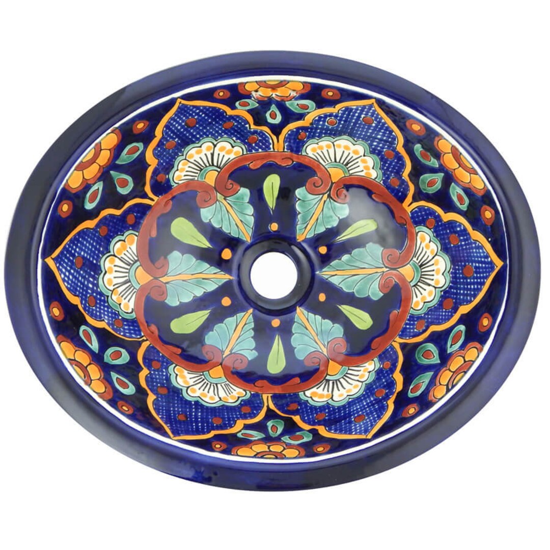 17” X 14” Talavera Mexican Sink Hand Painted Drop-in Folk Art Bathroom ...