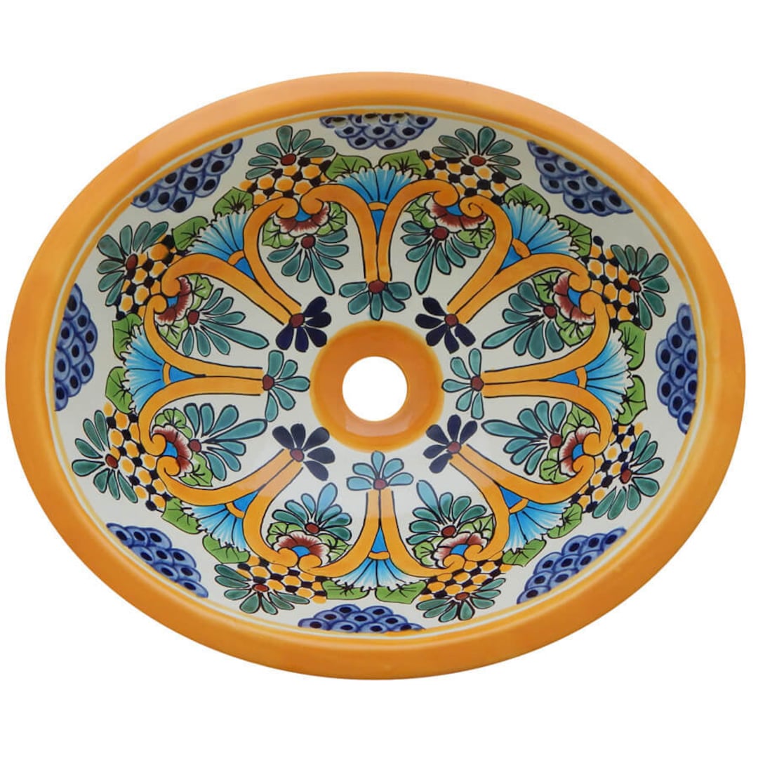 17 X 14 Talavera Mexican Sink Hand Painted Drop-in Folk Art Bathroom ...