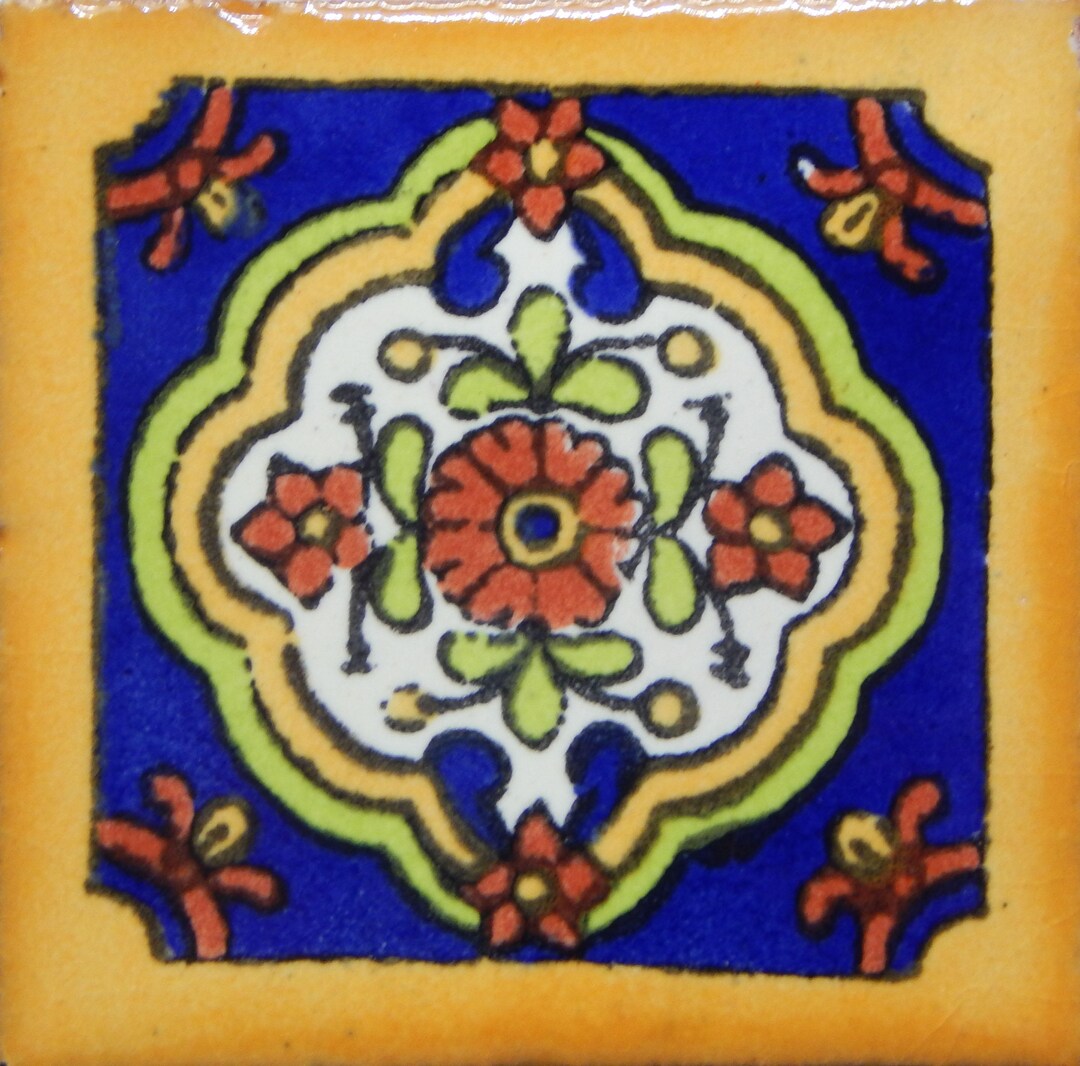 25 Pcs Talavera Mexican Hand Painted Tile Folk Art Tile 2X2 2-08 - Etsy