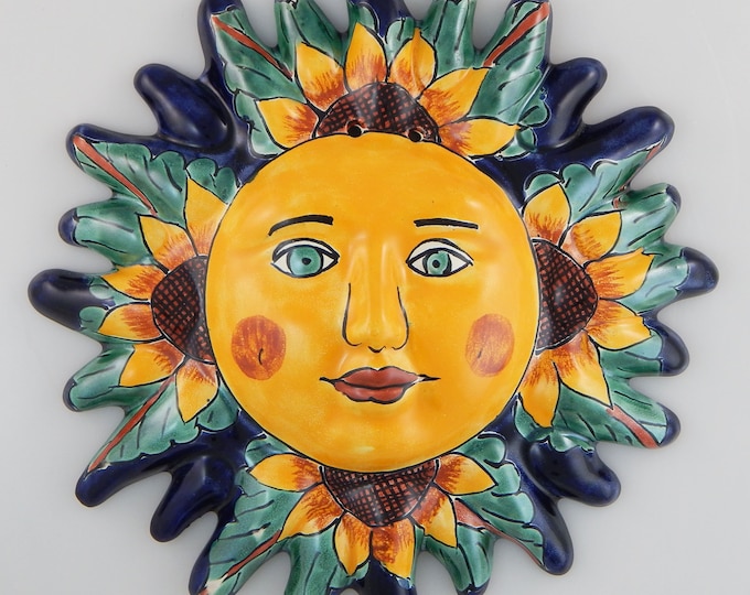 Mexican Talavera Sun Face Hand Painted Pottery Wall Hanging Decor ...