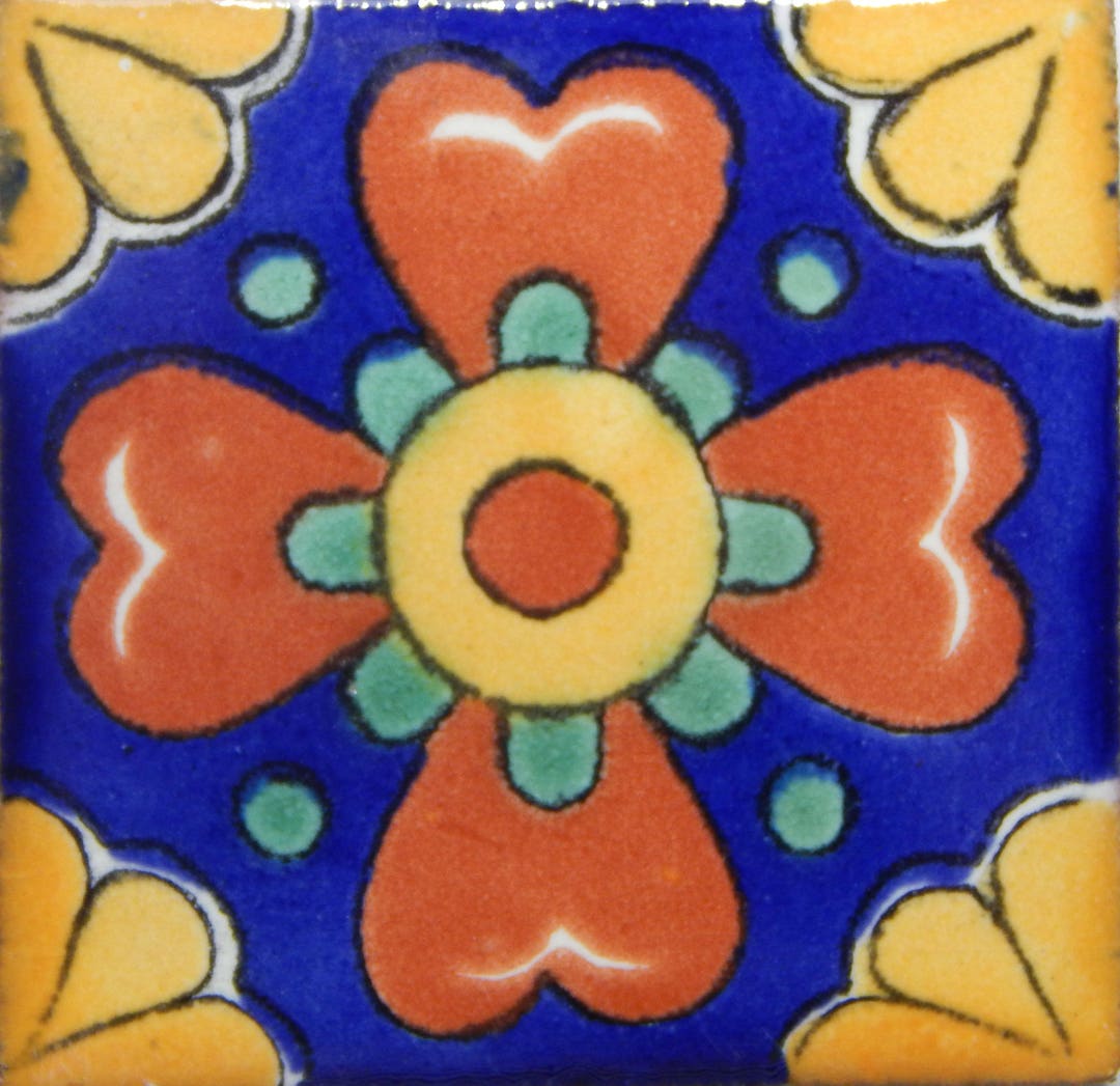 25 Pcs Talavera Mexican Hand Painted Tile Folk Art Tile 2X2 2-21 - Etsy