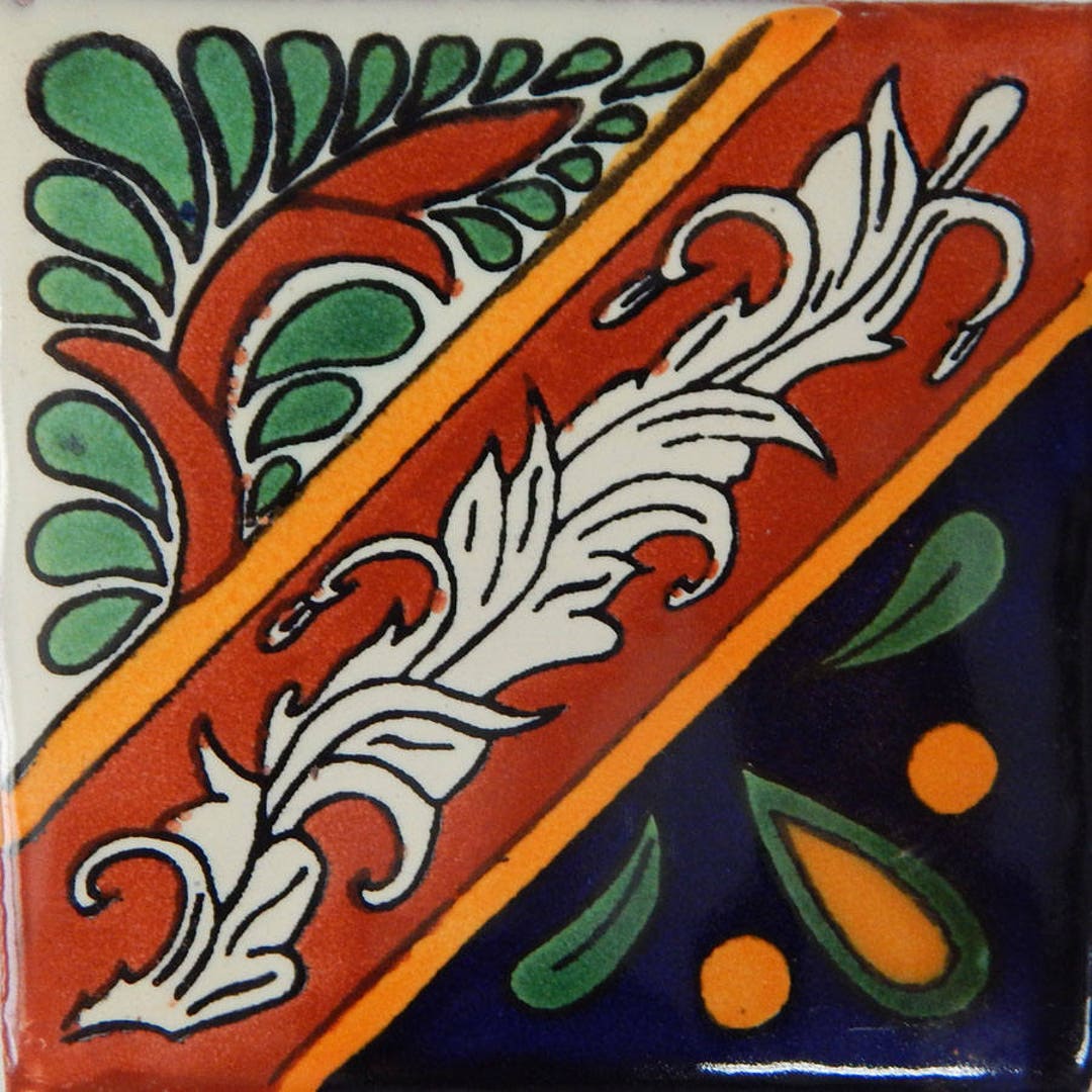25 Pcs Talavera Mexican Hand Painted Tile Folk Art Tile 4x4 C172 - Etsy
