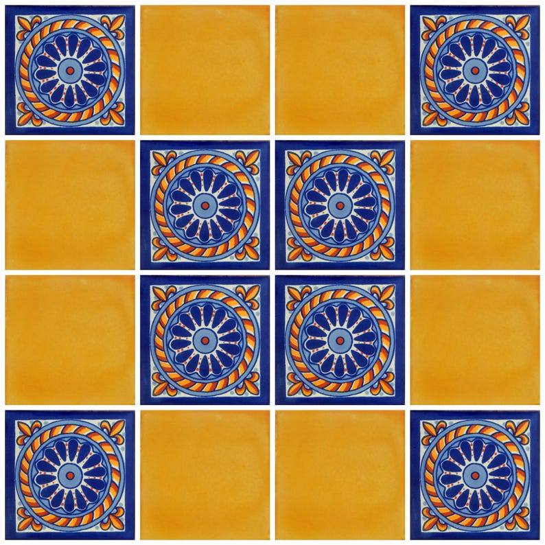 Talavera Mexican Hand Painted Tile Folk Art Sample Tile 4x4 C153 - Etsy