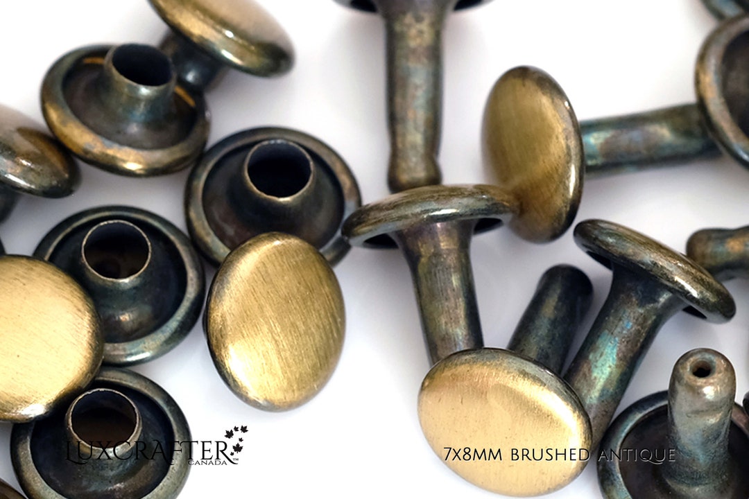 100 7x8mm Brushed Antique Rivets ”small” (approx. 1/4”x5/16” Cap/post ...