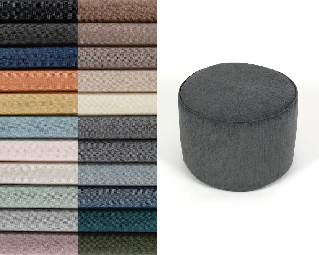 Custom Round Pouf Cover - Round Pouf Poef Puff Ottoman Footstool Bean ...