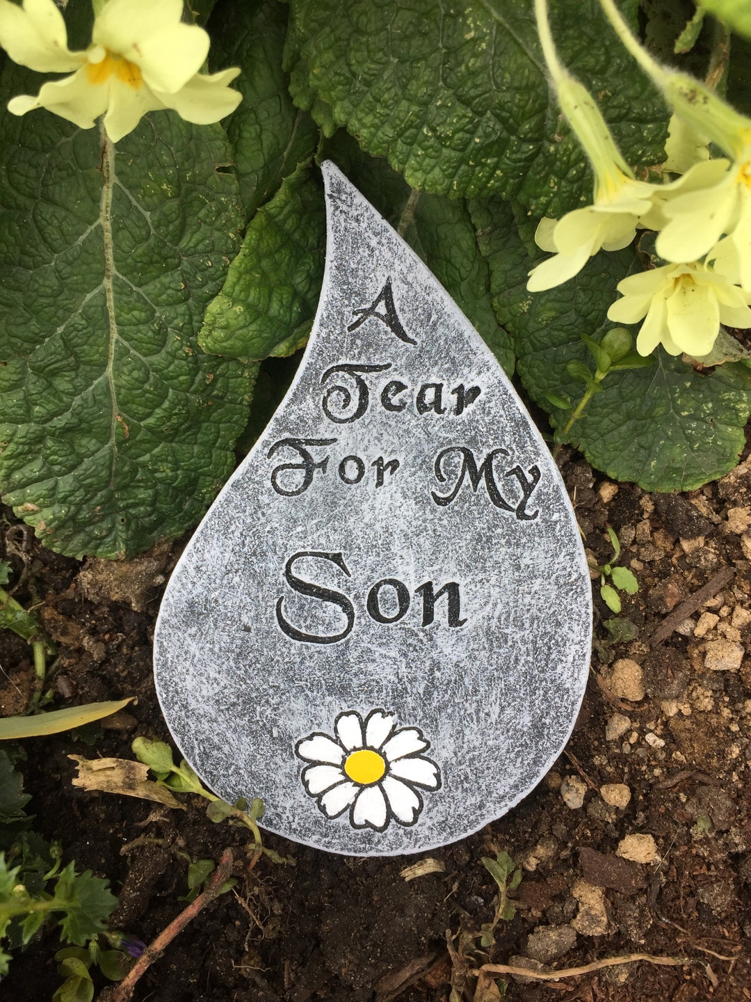 Son Teardrop Stone Memorial Plaque Gravemarker - Etsy.de