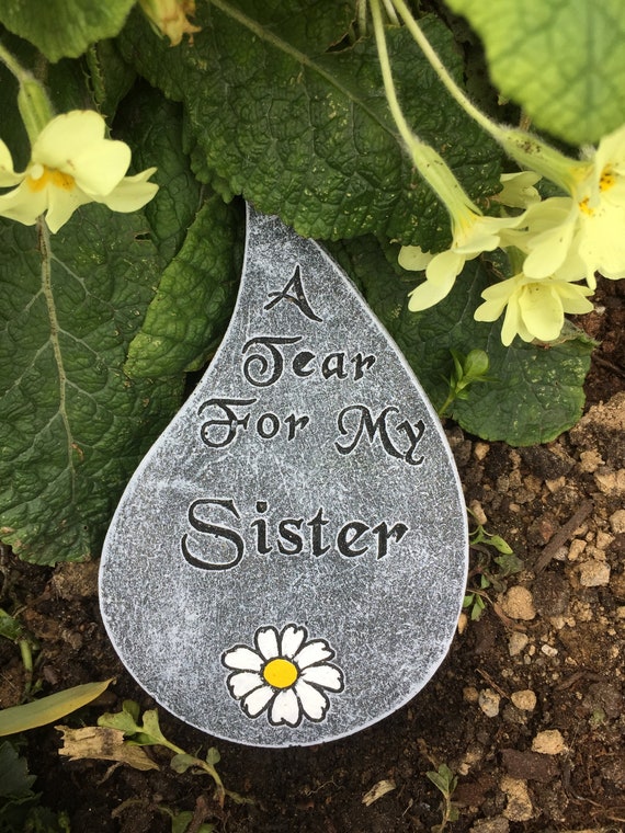 Sister Teardrop Stone Memorial Plaque Gravemarker | Etsy