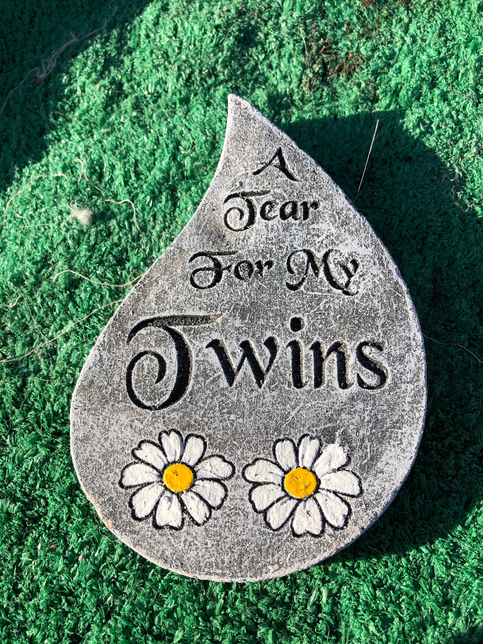 Twins Teardrop Stone Memorial Plaque Gravemarker - Etsy France