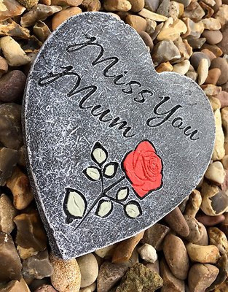 Mum/ Miss You Mum/ Stone Memorial Plaque Gravemarker Heart - Etsy UK