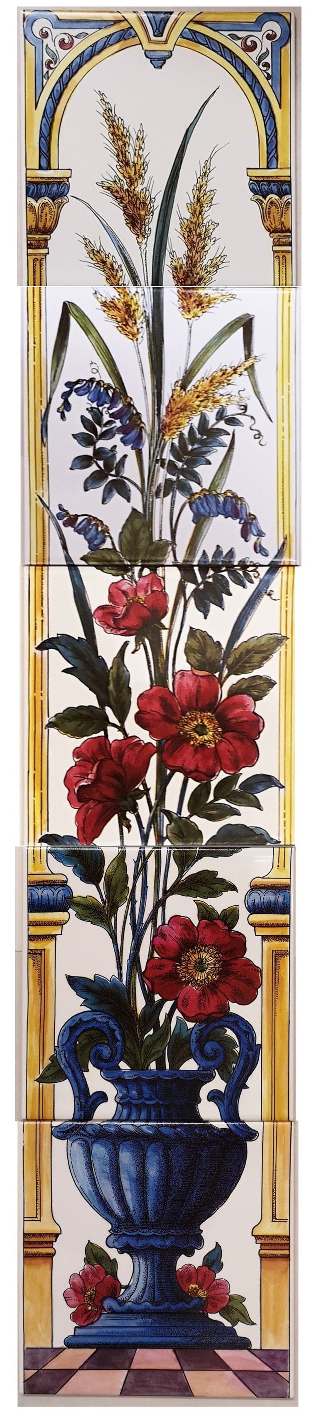 Wheatsheaf & Poppy Ceramic Tile Mural Poppies Decorative 5 Tiles 15x15 ...