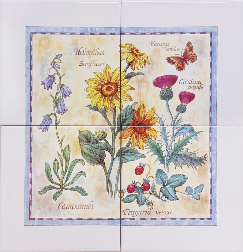 Wildflowers Garden Art Ceramic Tiles Mural 30cm X 30cm Backsplash ...