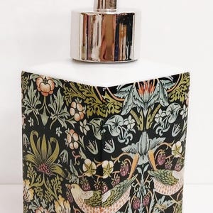 William Morris Strawberry Thief Black & Green Soap Dispenser Porcelain ...