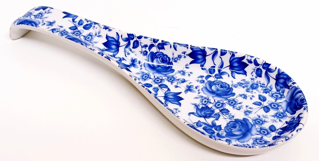 Delft Blue Large Spoon Rest Porcelain 27cm 10.5" Blue Flowers Floral ...