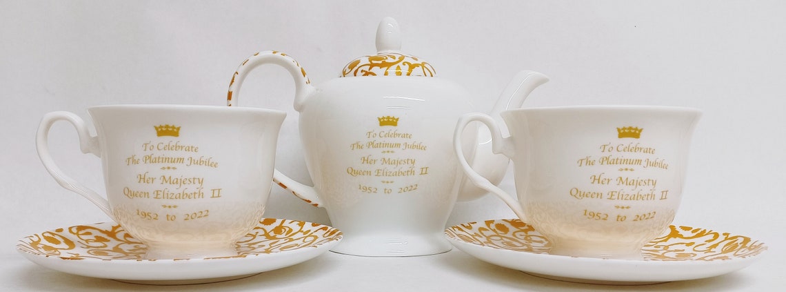 HM Queen Elizabeth II Platinum Jubilee Tea Set Fine Bone China - Etsy UK