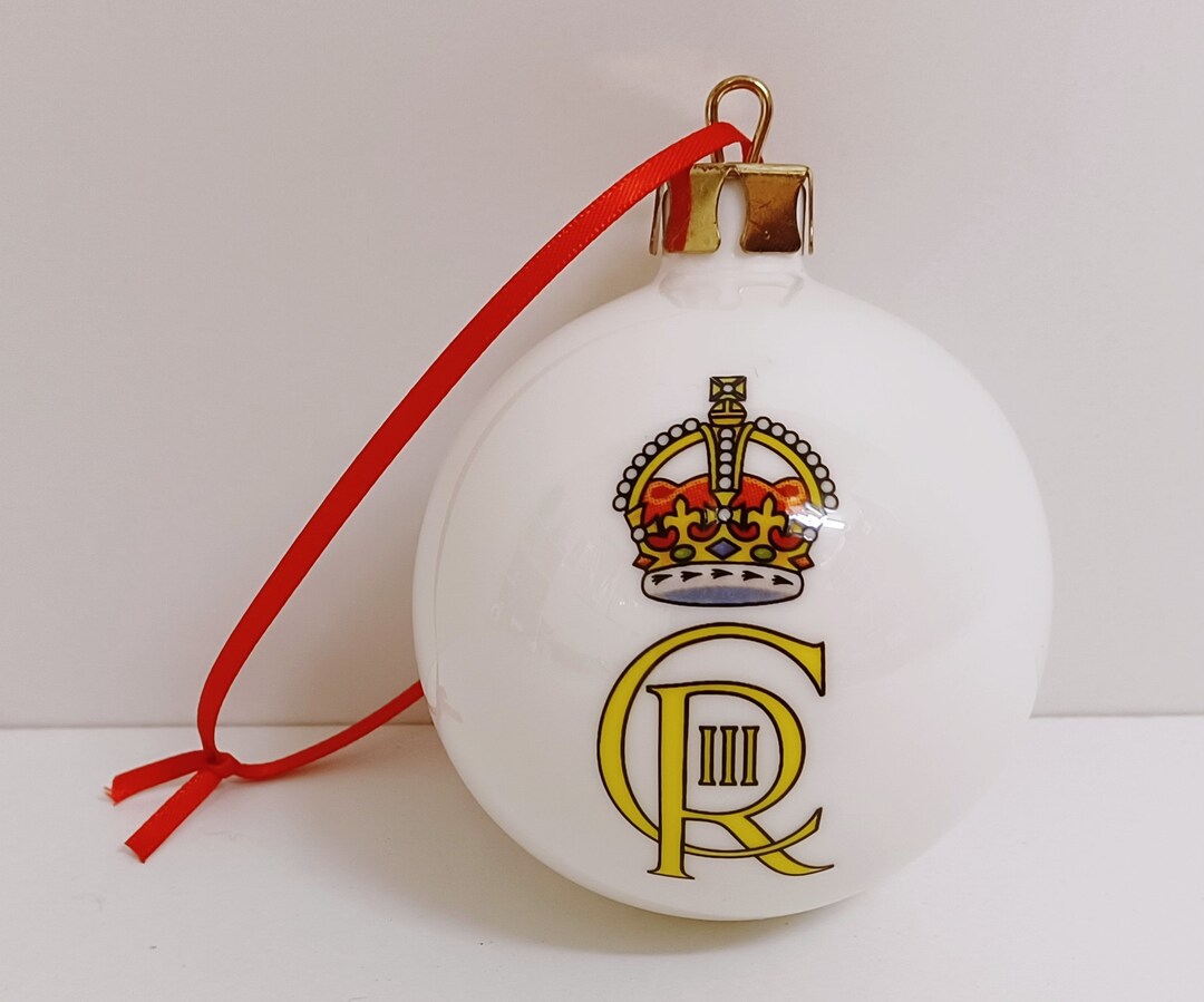 Cypher Monogram HM King Charles III Bauble 7 Cm Gift Boxed Fine Bone ...