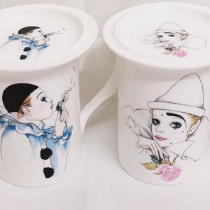 Pierrot & Harlequin 4 Mugs and 4 Coasters Matching Fine Bone - Etsy UK