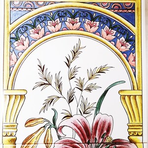 Victorian Lilies Ceramic Tile Mural Lily & Flowers Decorative 5 Tiles ...
