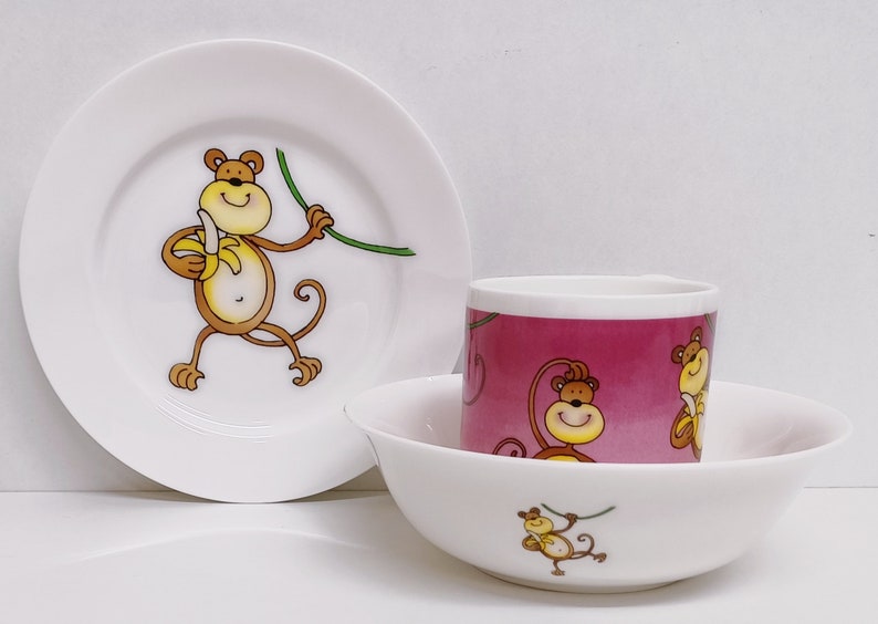 Cheeky Monkeys Breakfast Set 3 Piece Fine Bone China Kids Children ...