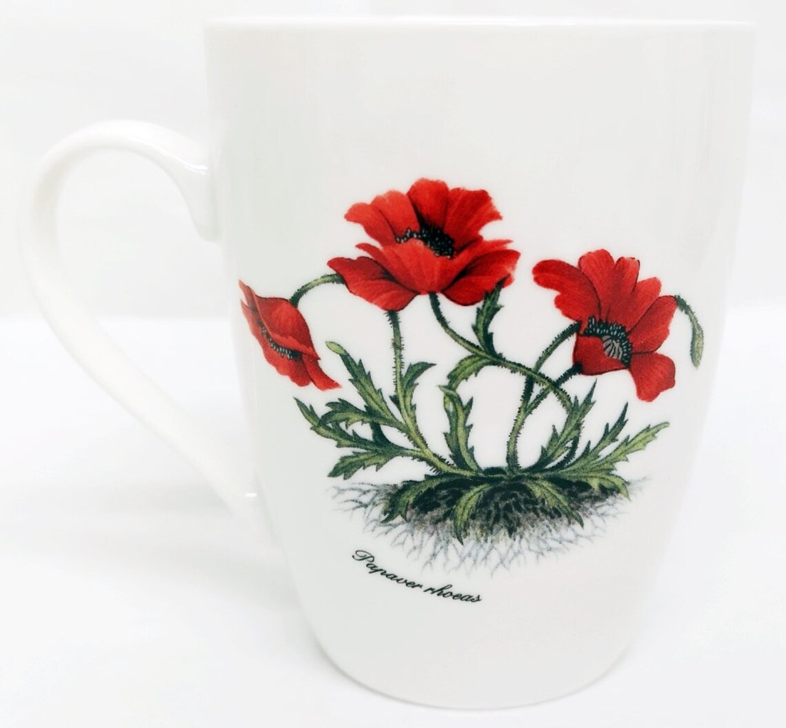 Botanic Flowers Mugs Set 6 Fine Bone China Botanical Floral | Etsy