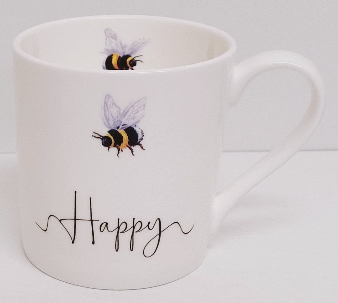 Bee Happy Mug Fine Bone China Bees Collection Large Balmoral 14oz 400ml ...