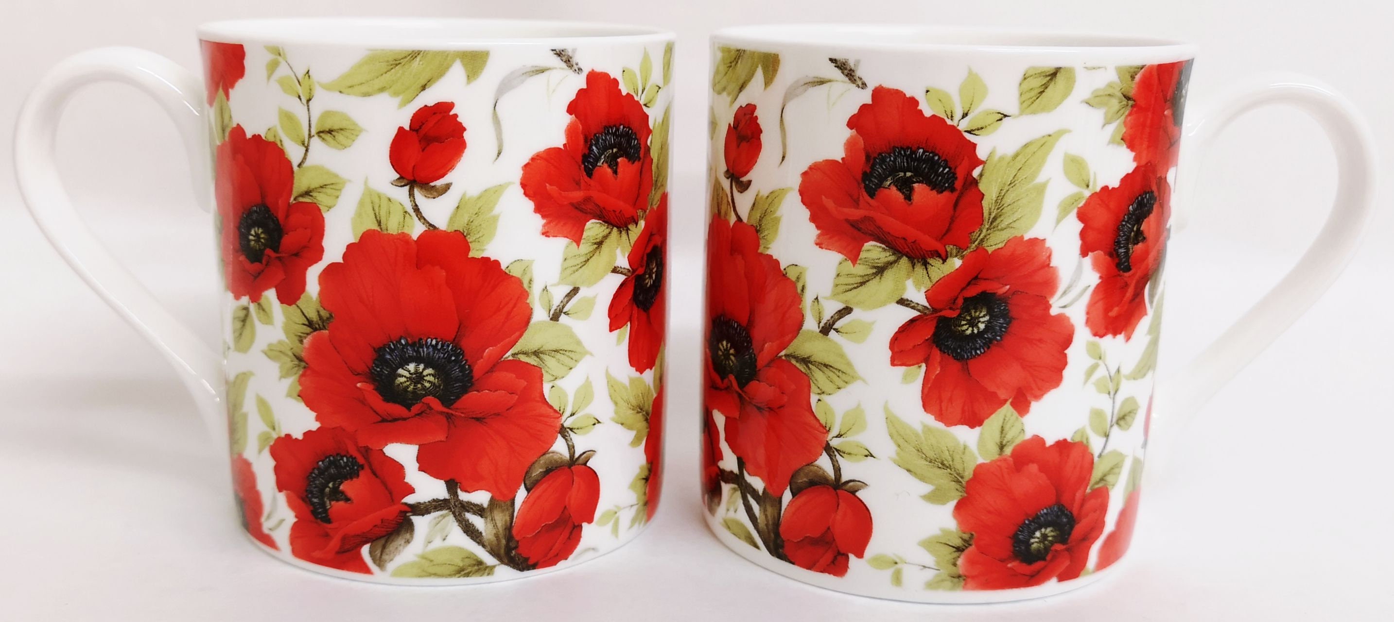 Red Poppy Mugs Set 2 Balmoral Fine Bone China Cups Hand - Etsy UK