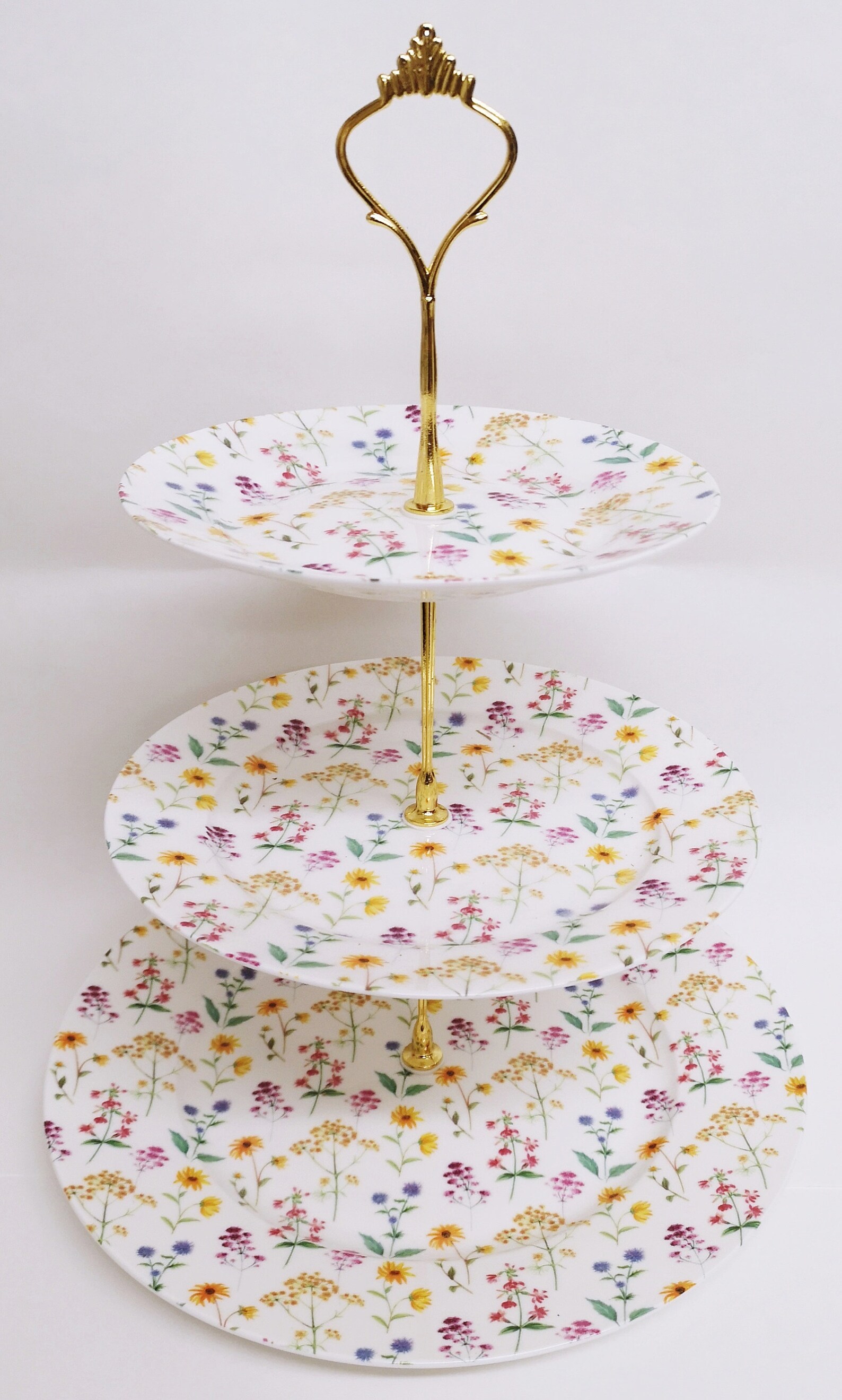 Meadow Flowers Cake Stand Fine Bone China 3 Tier Bright Floral Hand ...
