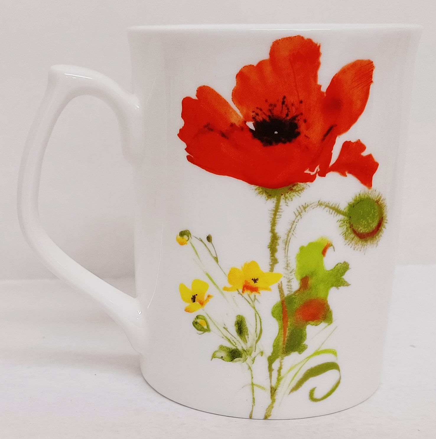 Poppy Mugs Set of 2 Bone China Red Floral 275 Ml 9.5oz Topaz Cups Hand ...