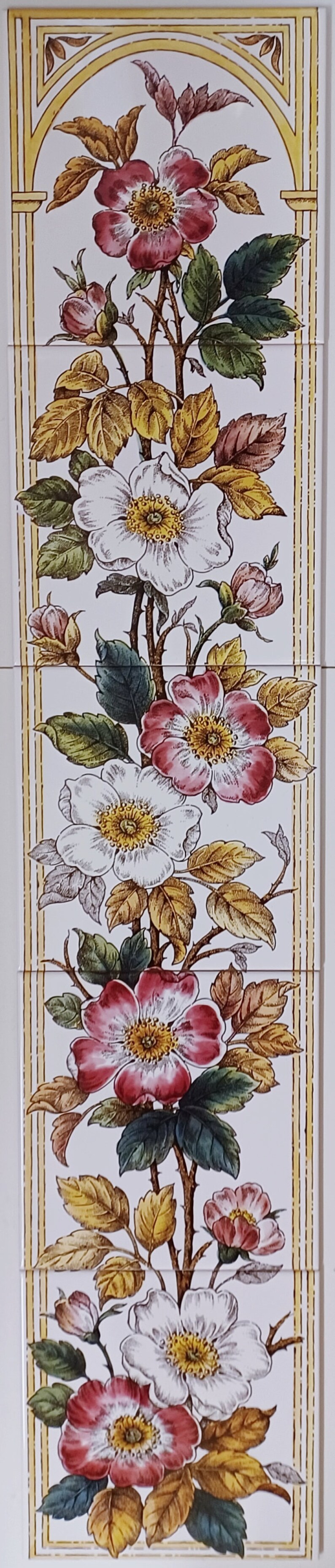 Wild Roses Ceramic Tile Mural Rose Decorative 5 Tiles 75 Cm X - Etsy