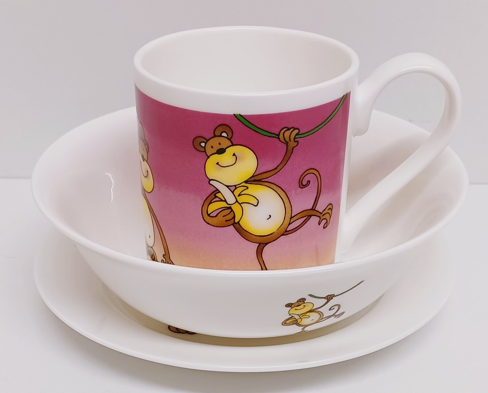 Cheeky Monkeys Breakfast Set 3 Piece Fine Bone China Kids Children ...