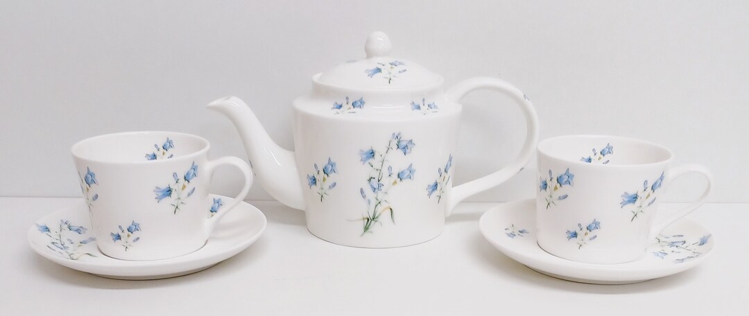Bluebell Tea Set Bone China Harebell Teapot 900 Ml 2 Cups 250 Mm and 2 ...