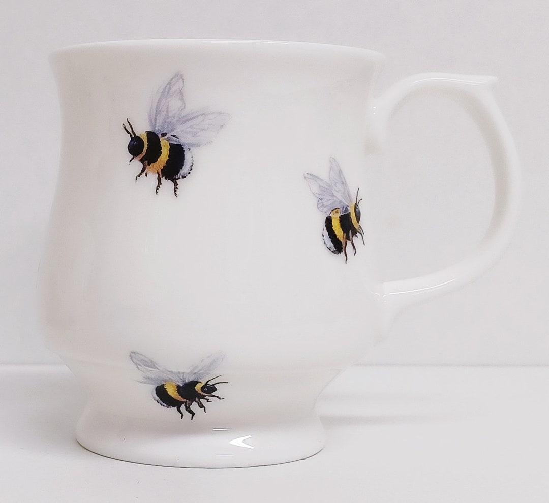 Bees Bone China Mug Boxed 8 Oz 250 Ml Bumblebee Stackable Footed Cup ...