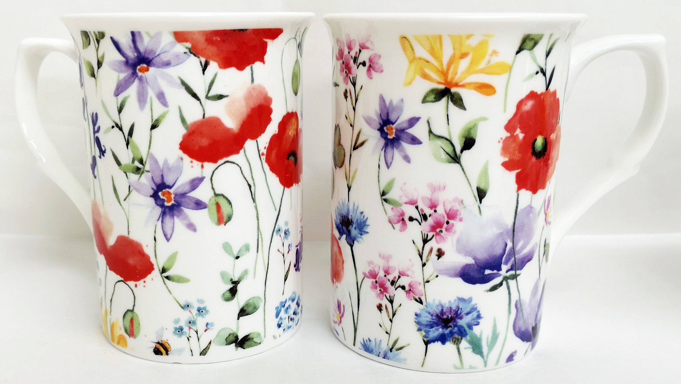 Wildflowers Meadow Mugs Set of 4 Fine Bone China Colourful | Etsy