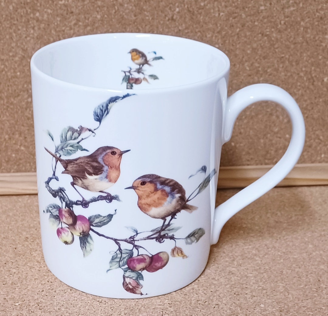 Robin Birds Scene Mug Fine Bone China 400 Ml 14 Fl Oz Large Balmoral ...