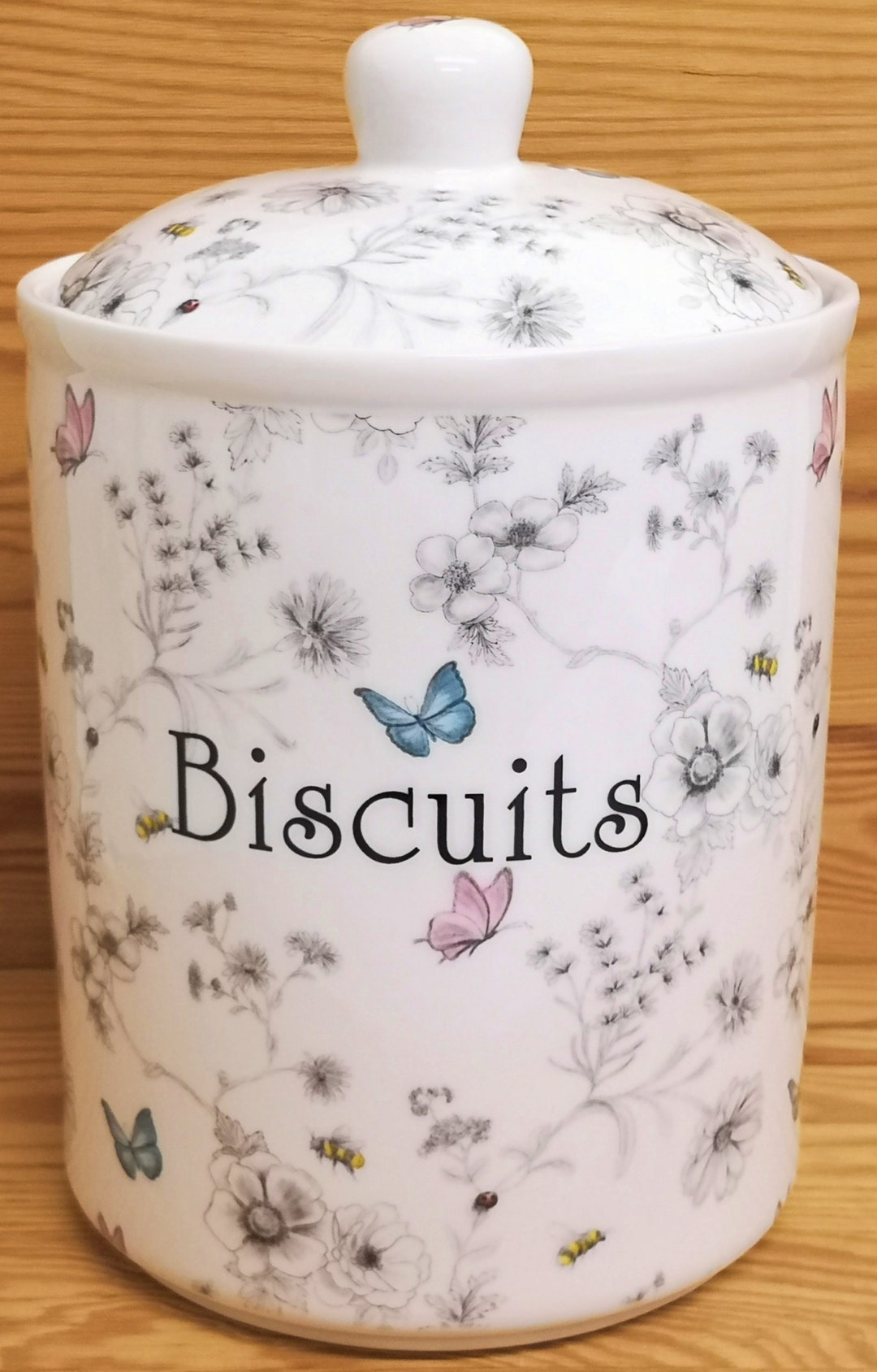 Secret Garden Biscuits Canister Fine Bone China Large 2 Litre Flowers ...